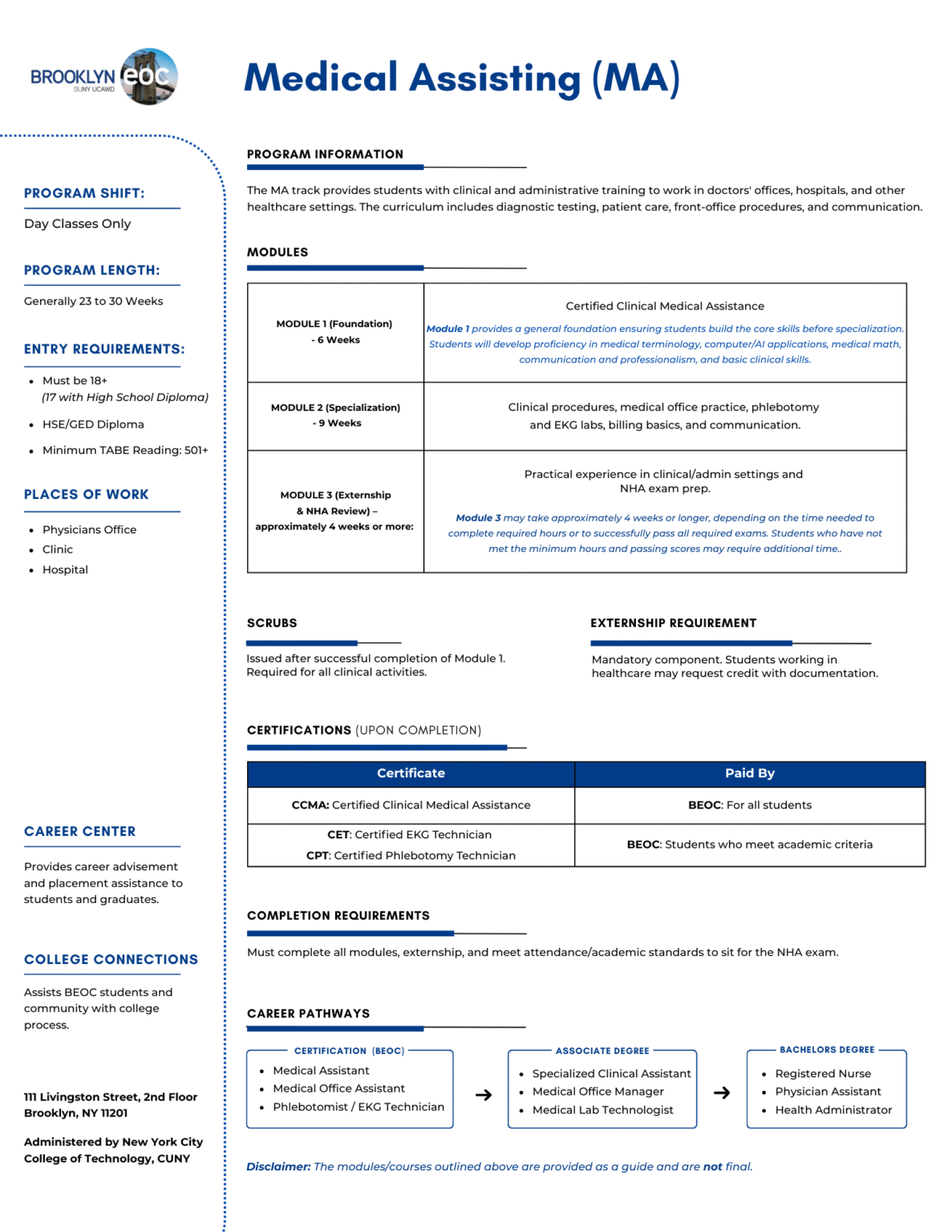 Medical Assisting Fact Sheet – BEOC
